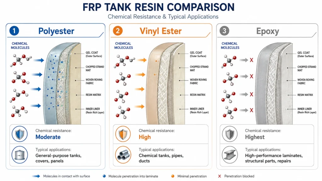 Polyester vs Vinyl Ester vs Epoxy Resin for FRP Tanks